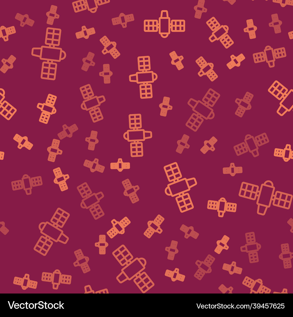 Brown line satellite icon isolated seamless Vector Image