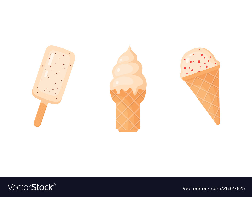 Colorful ice cream popsicle and waffle cones Vector Image
