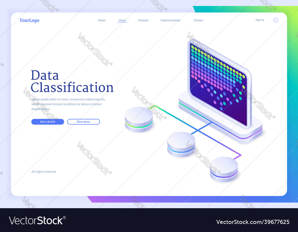 Data classification isometric landing database Vector Image