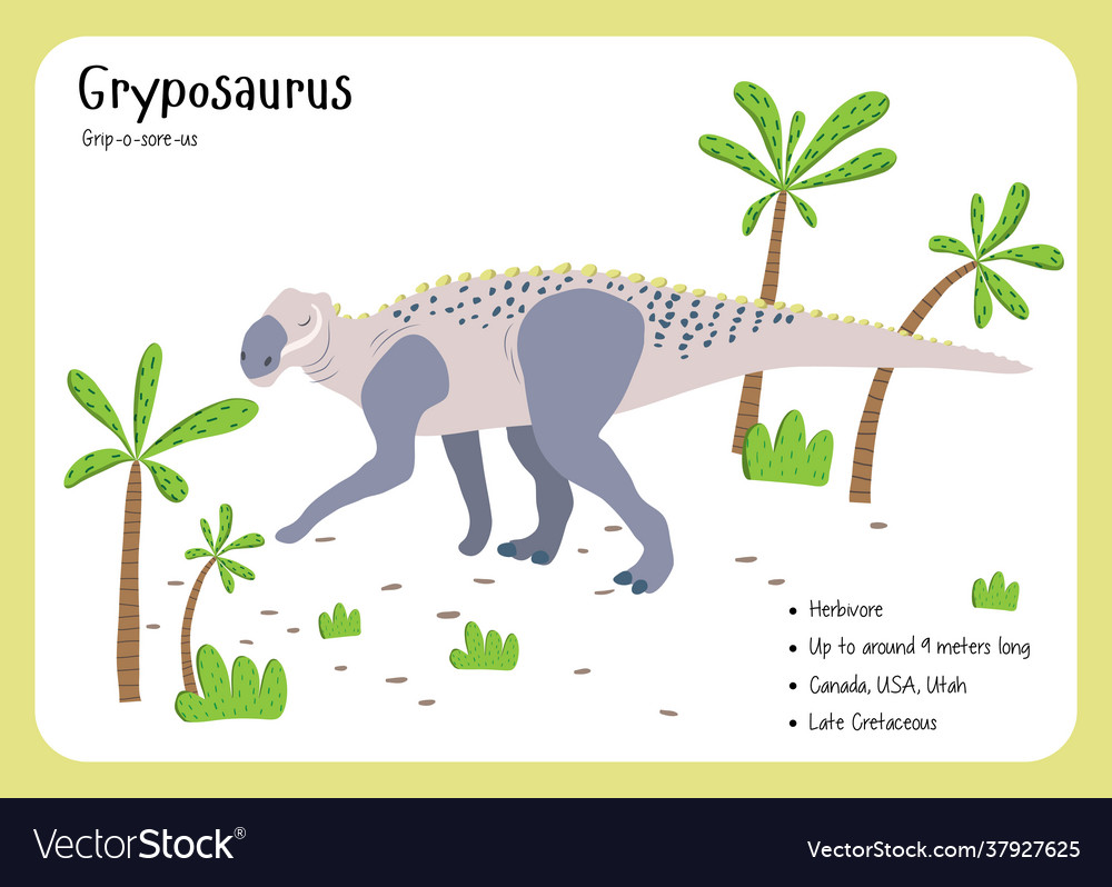 Dinosaur fact flash cards - names Royalty Free Vector Image