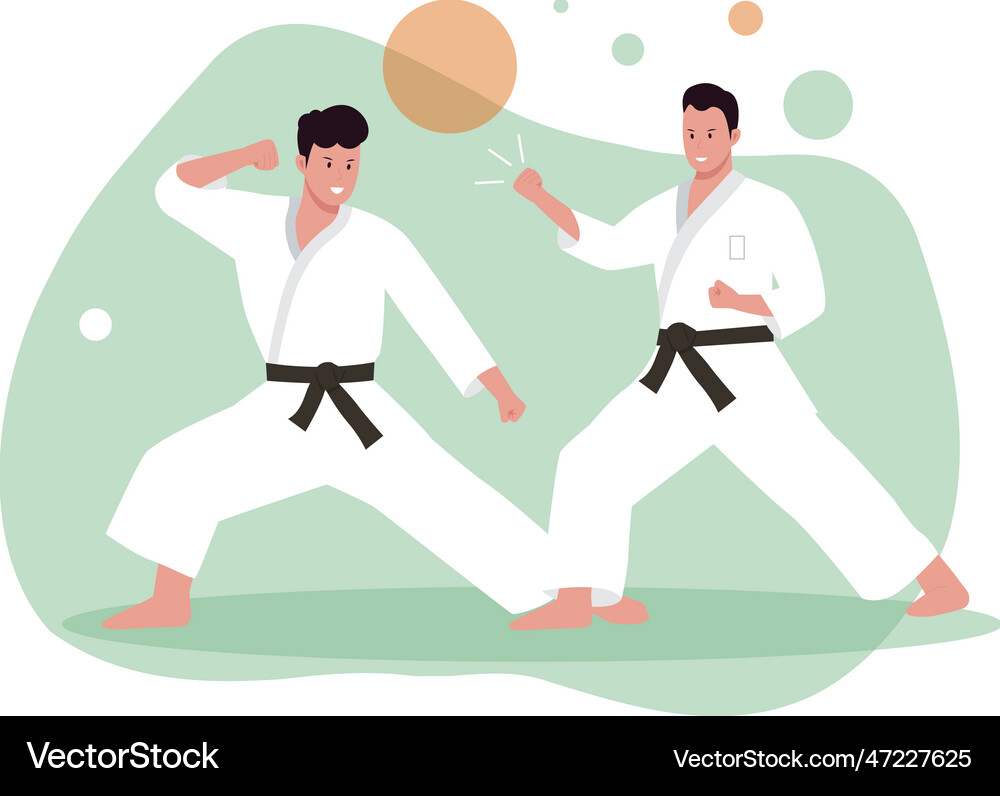 Flat design of karate athletes fighting Royalty Free Vector