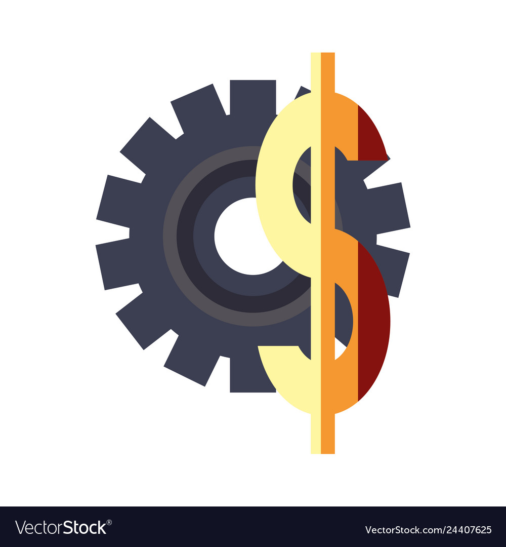 Gear Work Gold Dollar Symbol Royalty Free Vector Image