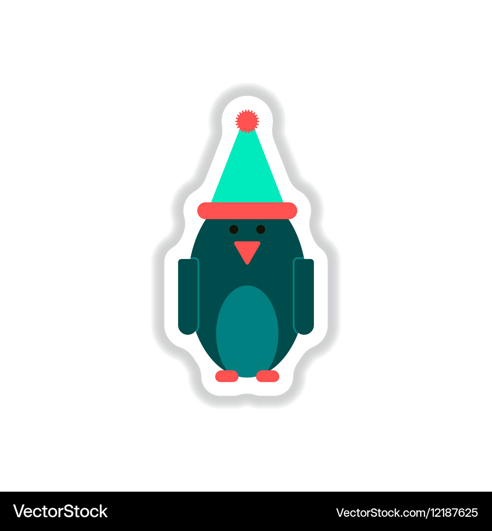 In paper sticker style penguin Royalty Free Vector Image