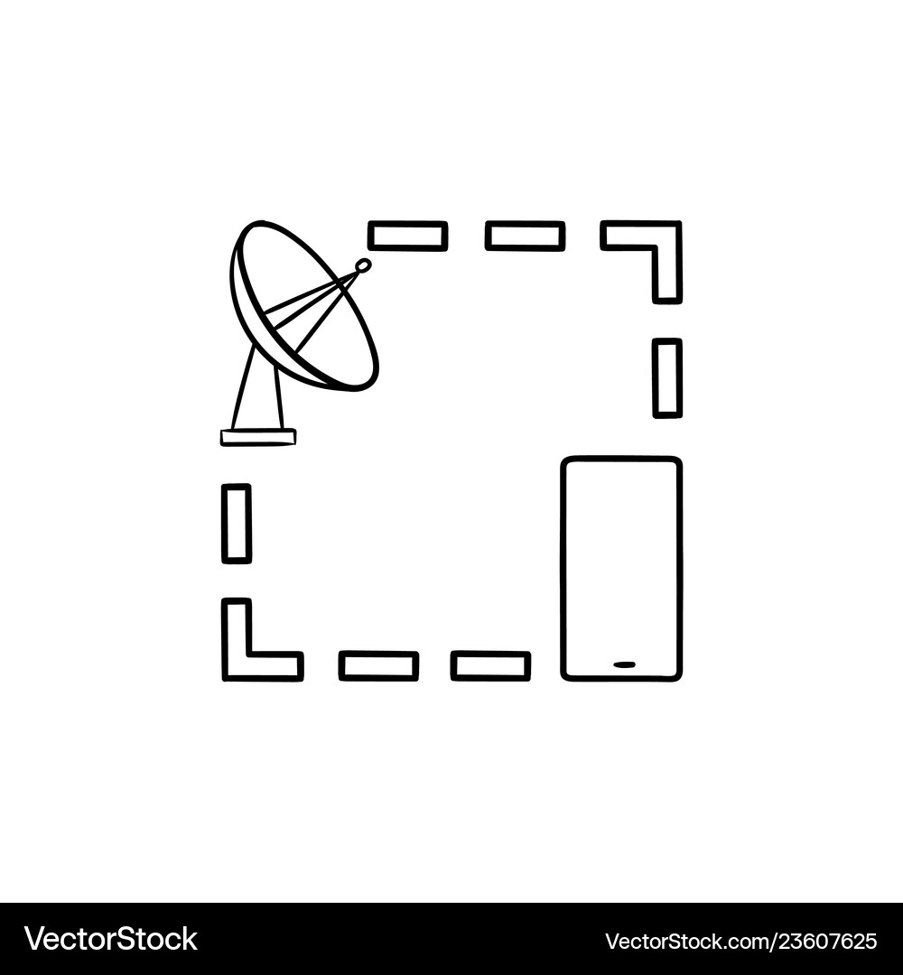 Satellite antenna and mobile phone hand drawn Vector Image