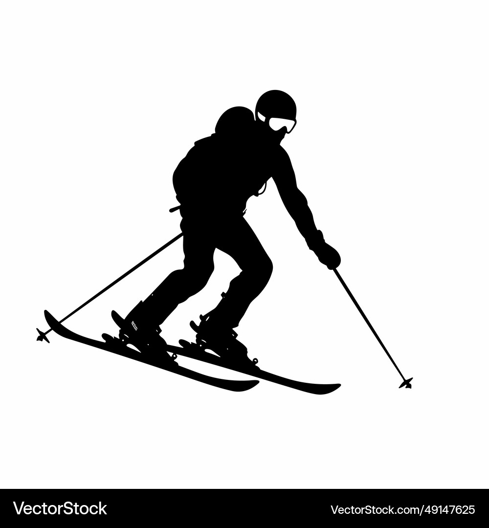 Skier black icon on white background skier Vector Image