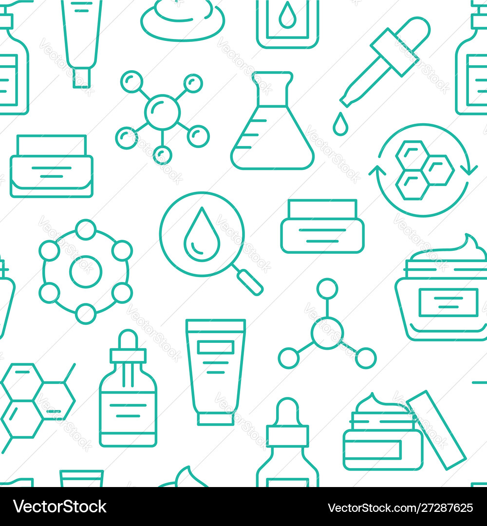 Skin care seamless pattern with line icons Vector Image