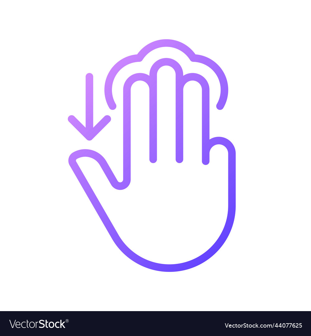 Three finger touch downwards gradient linear icon Vector Image Three finger touch downwards gradient linear icon Vector Image