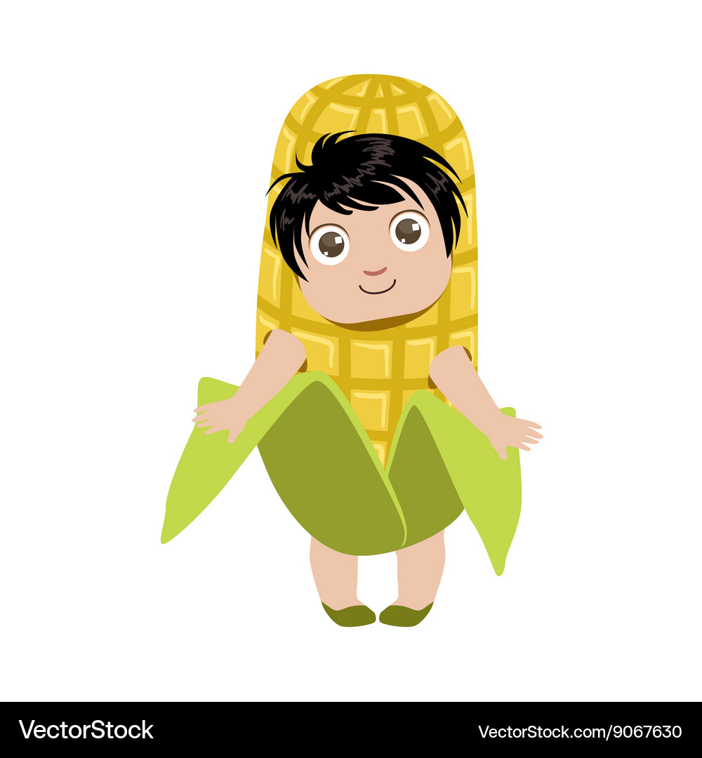 Boy dressed as corn Royalty Free Vector Image - VectorStock