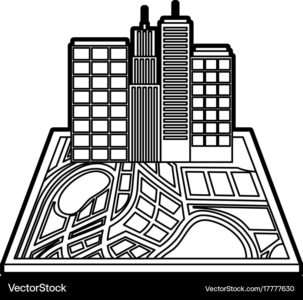 Buildings town on the map navigator destination Vector Image