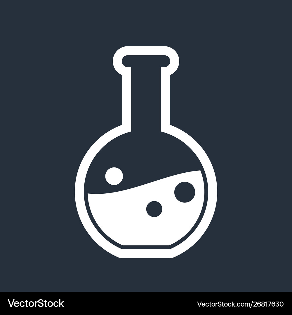 Chemistry flask icon isolated on dark background Vector Image