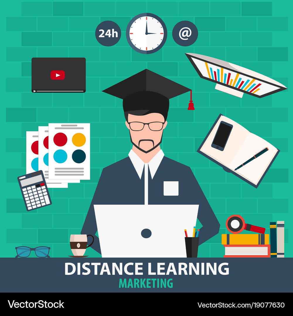 Distance learning online education marketing Vector Image