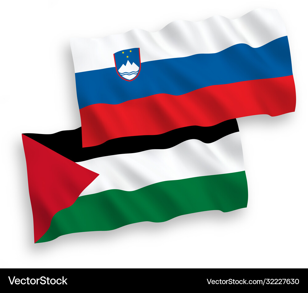 Flags slovenia and palestine on a white Royalty Free Vector