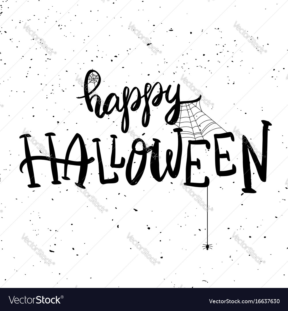 Happy halloween hand drawn lettering phrase Vector Image
