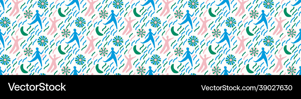 Playful fresh doodle geo shape seamless border Vector Image