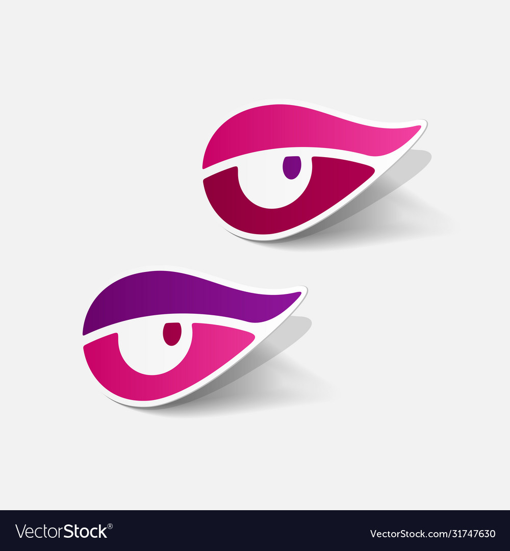 Realistic paper sticker eye Royalty Free Vector Image