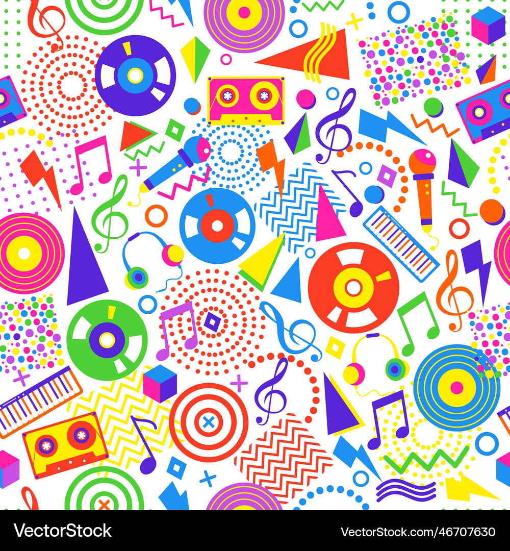 Retro pop eighties musi disco seamless pattern Vector Image