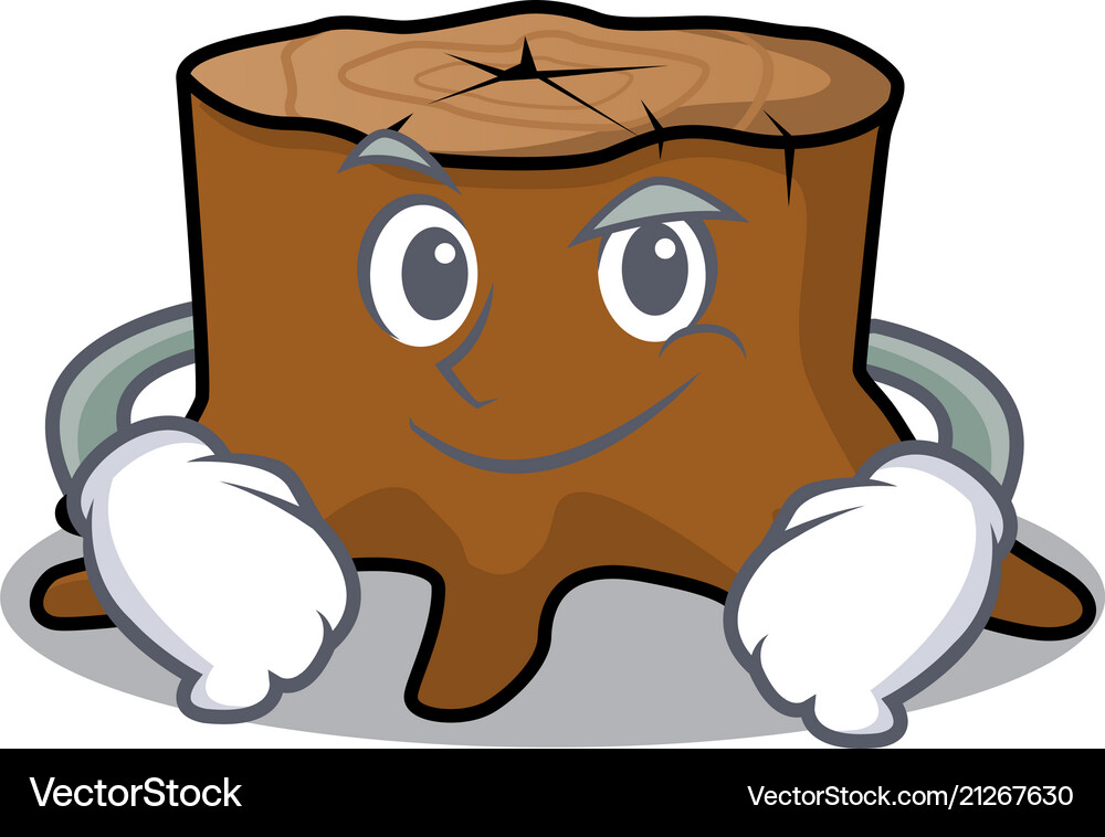 Smirking tree stump character cartoon Royalty Free Vector