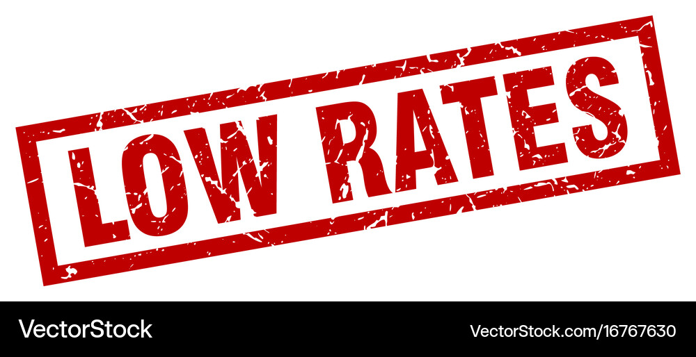 Square grunge red low rates stamp Royalty Free Vector Image