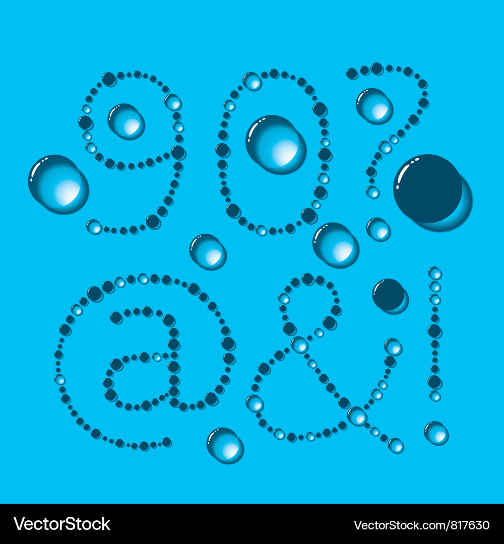 Water drop letters on blue new 11 Royalty Free Vector Image