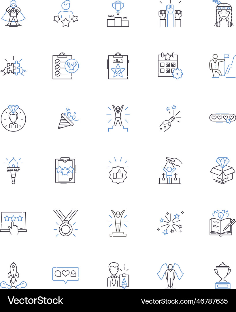 Accomplishment line icons collection success Vector Image