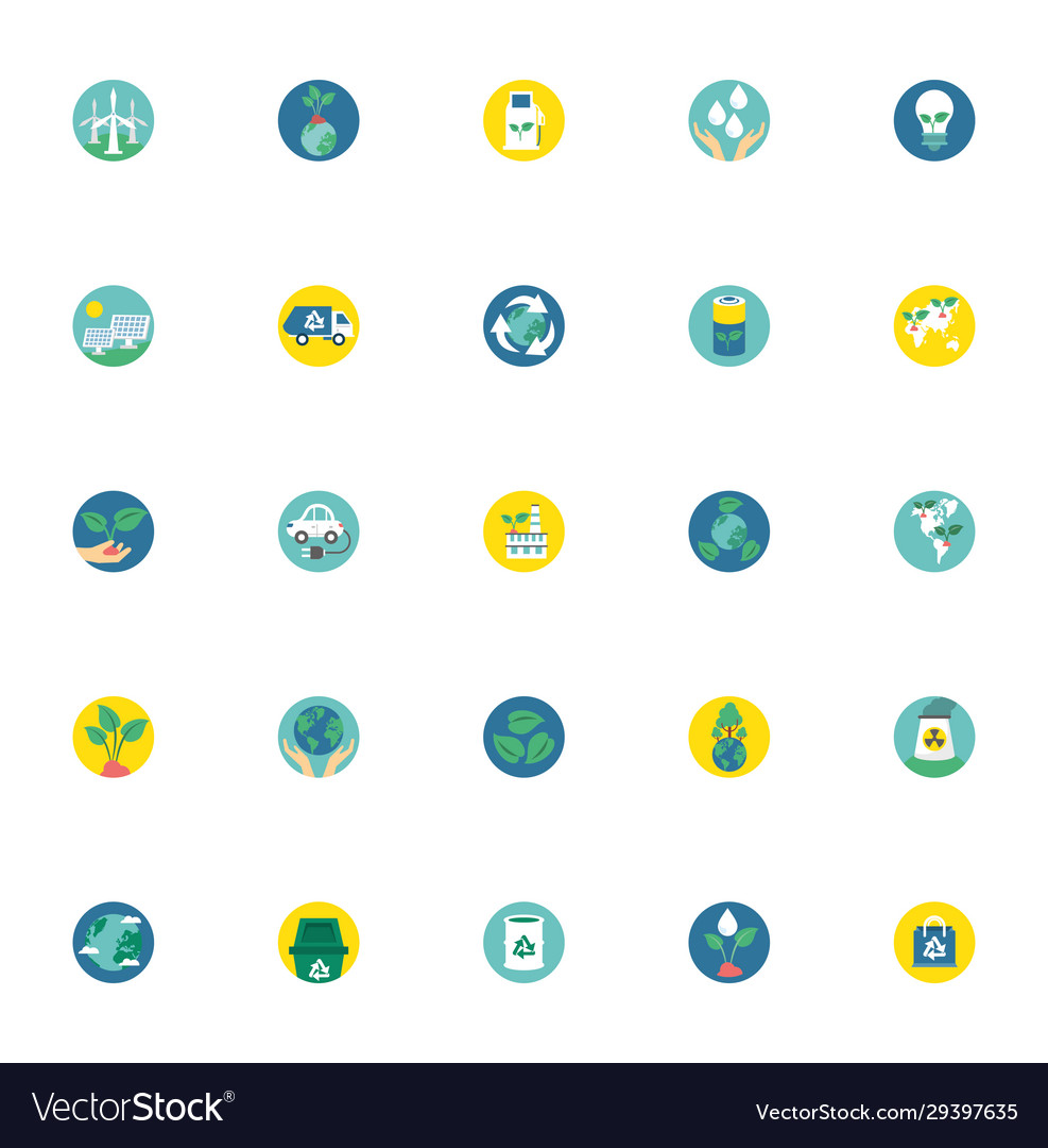 Bundle environment set icons Royalty Free Vector Image