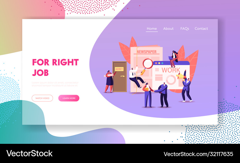Characters hiring job landing page template Vector Image