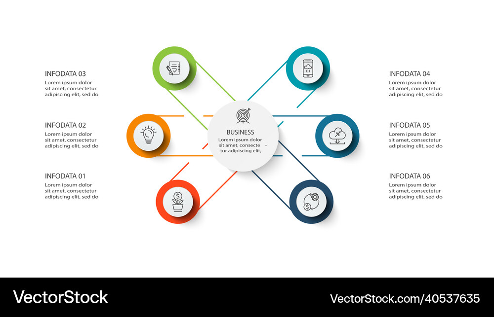 Diagram concept for infographic with 6 steps Vector Image
