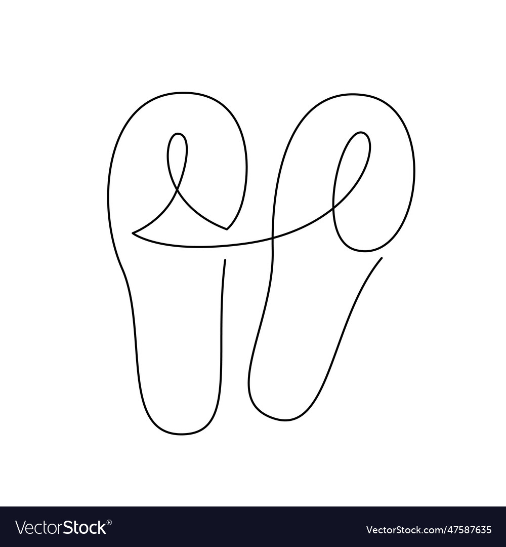 Flip flops line art flop continuous Royalty Free Vector