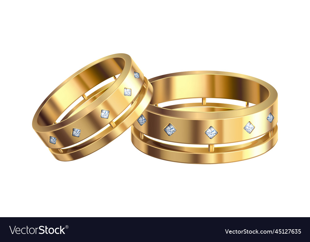 Gems rings pair composition Royalty Free Vector Image