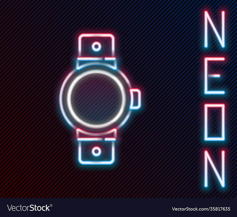 Glowing neon line smartwatch icon isolated Vector Image