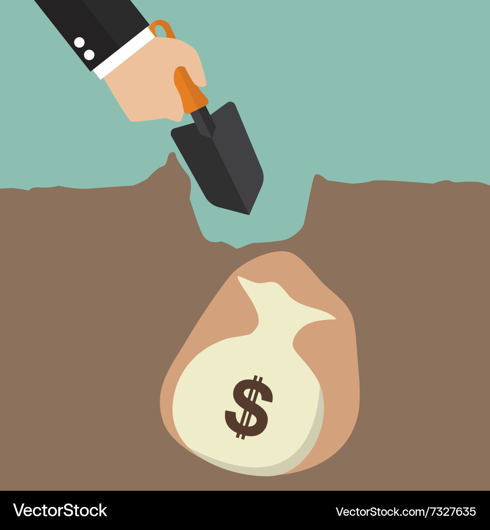 Hand dig a ground to find a treasure Royalty Free Vector