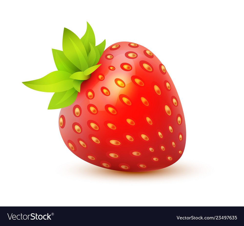 Icon Of Strawberry Juicy Realistic Royalty Free Vector