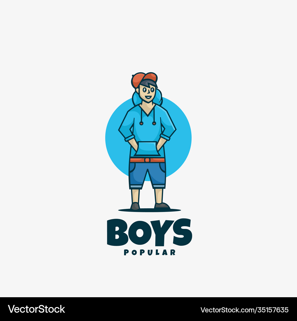 Logo boys mascot cartoon style Royalty Free Vector Image