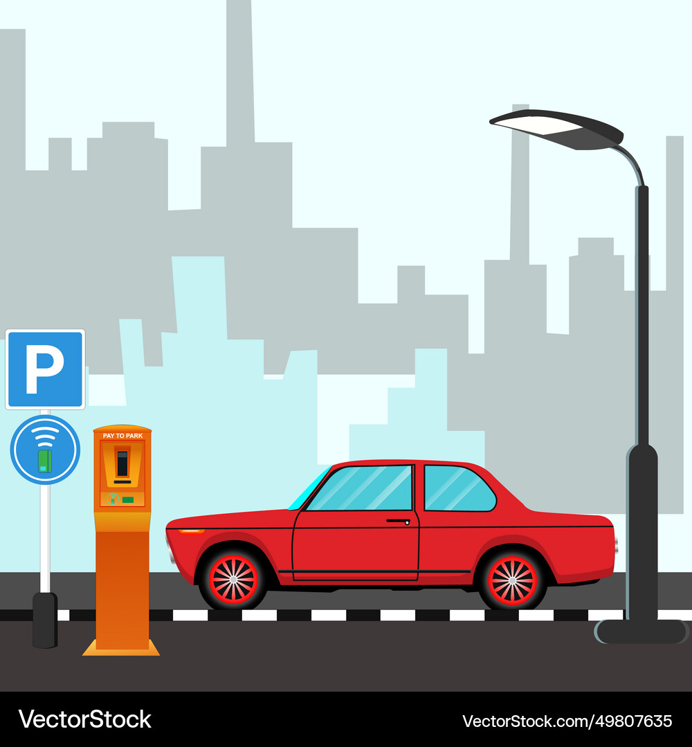 Parking metersparking lot with authorized Vector Image