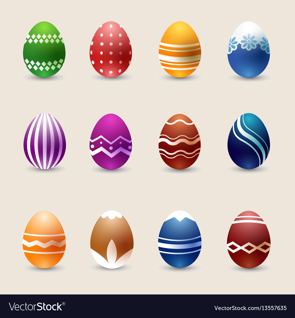 Realistic color easter eggs set Royalty Free Vector Image