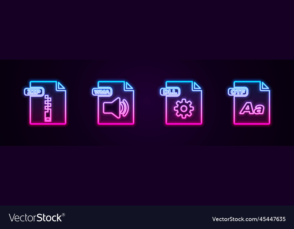 Set line zip file document wma dll and otf Vector Image Set line zip file document wma dll and otf Vector Image