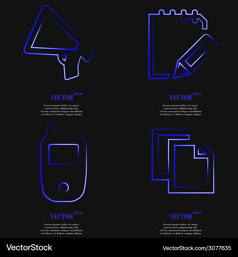 Set of blue web icon flat design simple sticker Vector Image