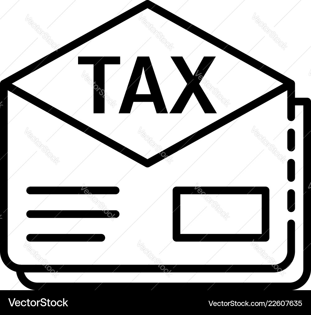 Tax letter envelope icon outline style Royalty Free Vector