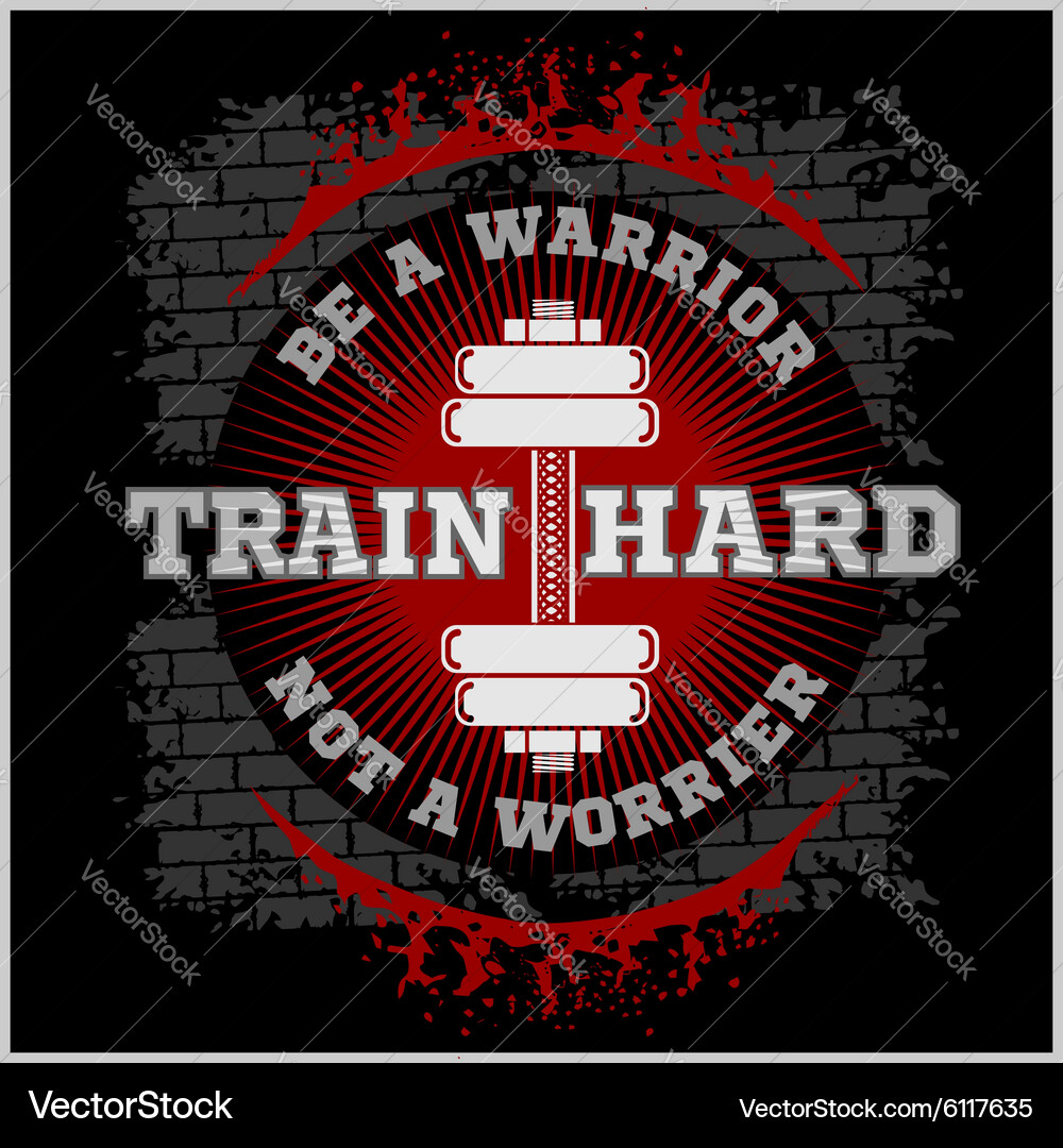 Vintage dumbbell sign on grunge background Vector Image