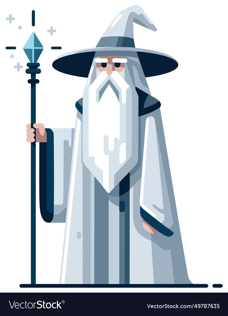 White wizard flat design Royalty Free Vector Image