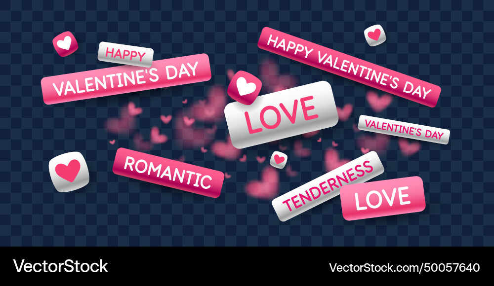 A set of elements a cute romantic poster an Vector Image