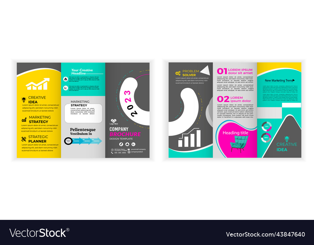 Creative modern trifold business leaflet brochure Vector Image Creative modern trifold business leaflet brochure Vector Image