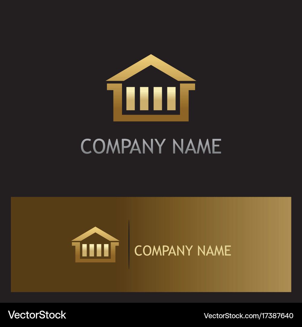 House business gold logo Royalty Free Vector Image