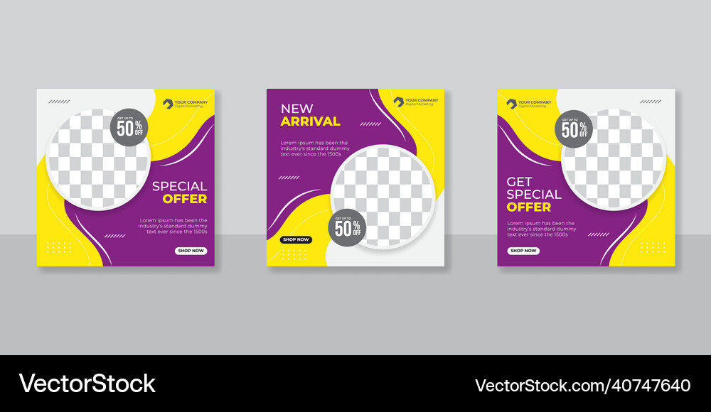 Minimalist promotion square web banner for social Vector Image