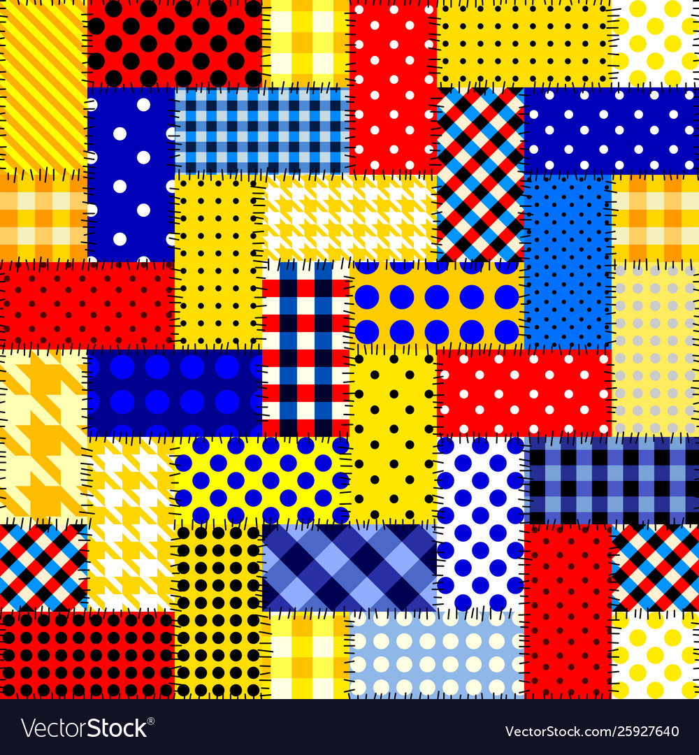 Patchwork textile pattern seamless quilting Vector Image