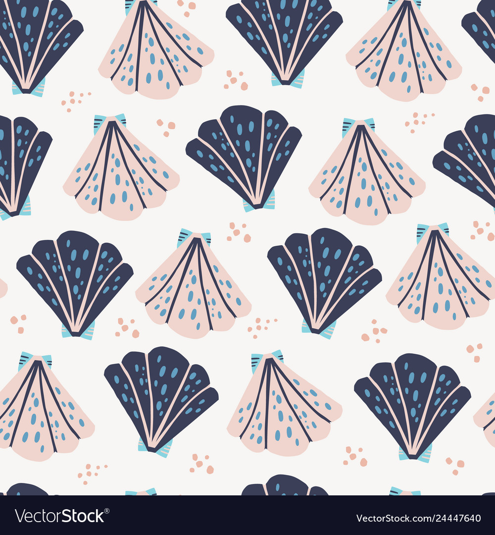 Scallops flat hand drawn seamless pattern Vector Image