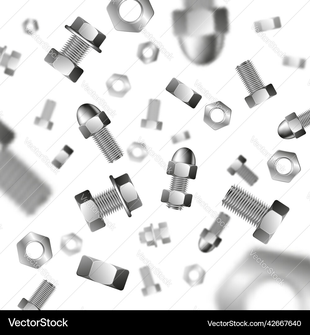 Screws and bolts realistic set Royalty Free Vector Image