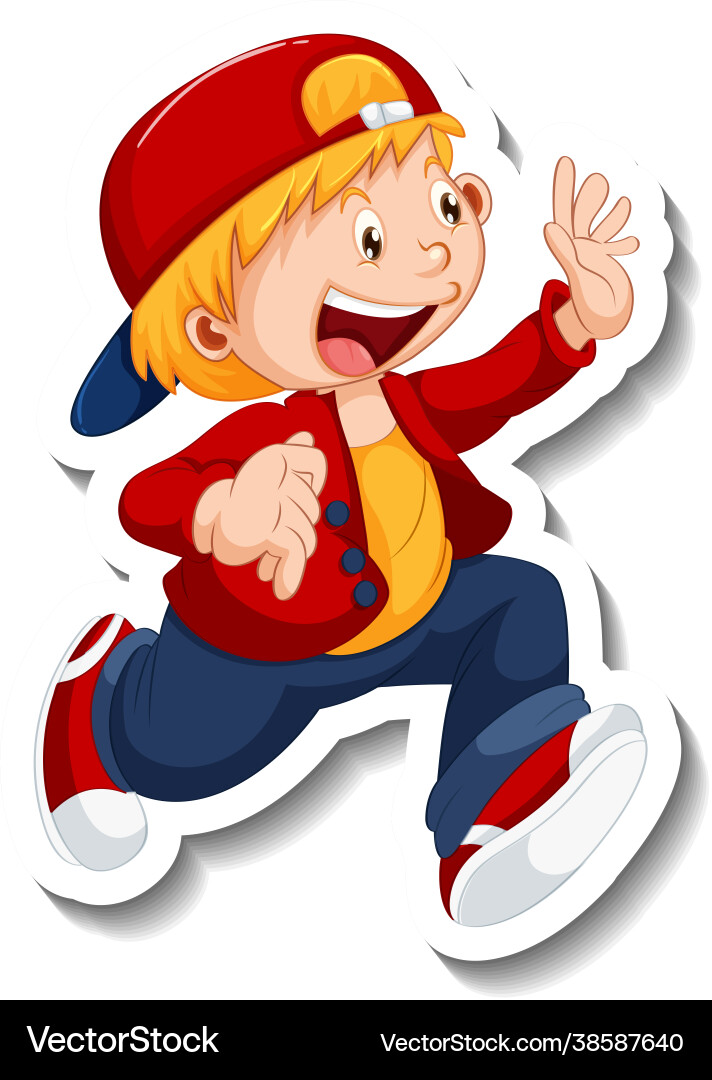 Sticker template with a boy cartoon character Vector Image