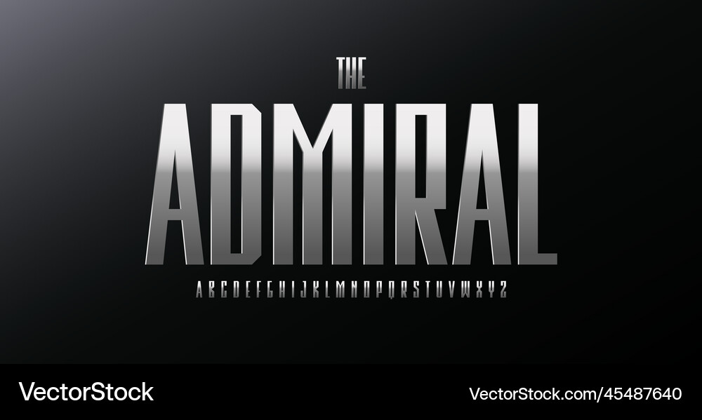 Strong alphabet steel letters high monumental Vector Image