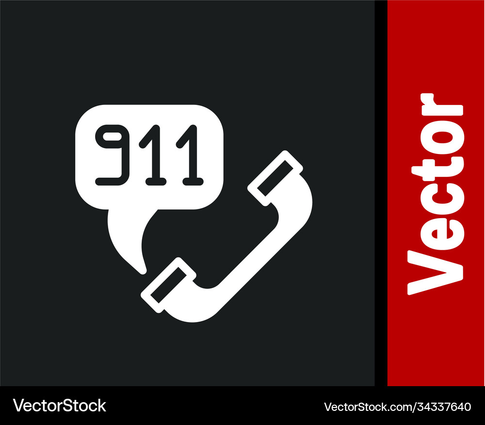 White telephone with emergency call 911 icon Vector Image